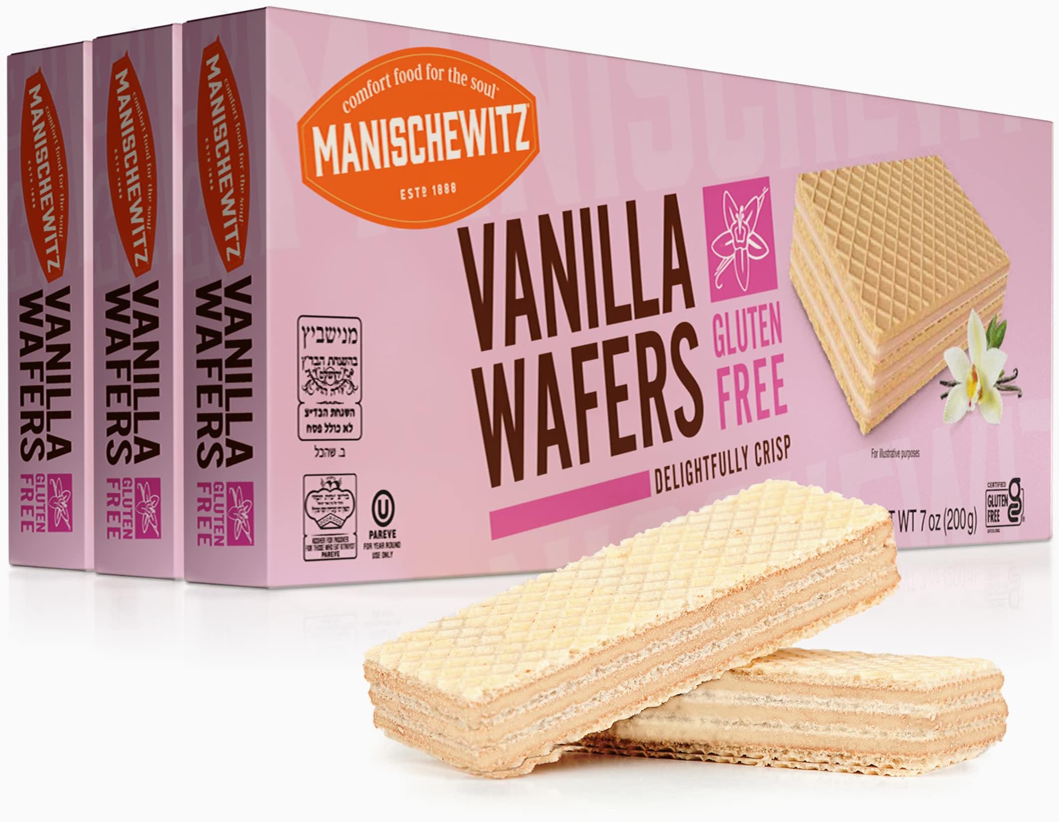 Amazon.com: Manishewitz Gluten Free Vanilla Wafers, 7oz (3 Pack) Crispy ...