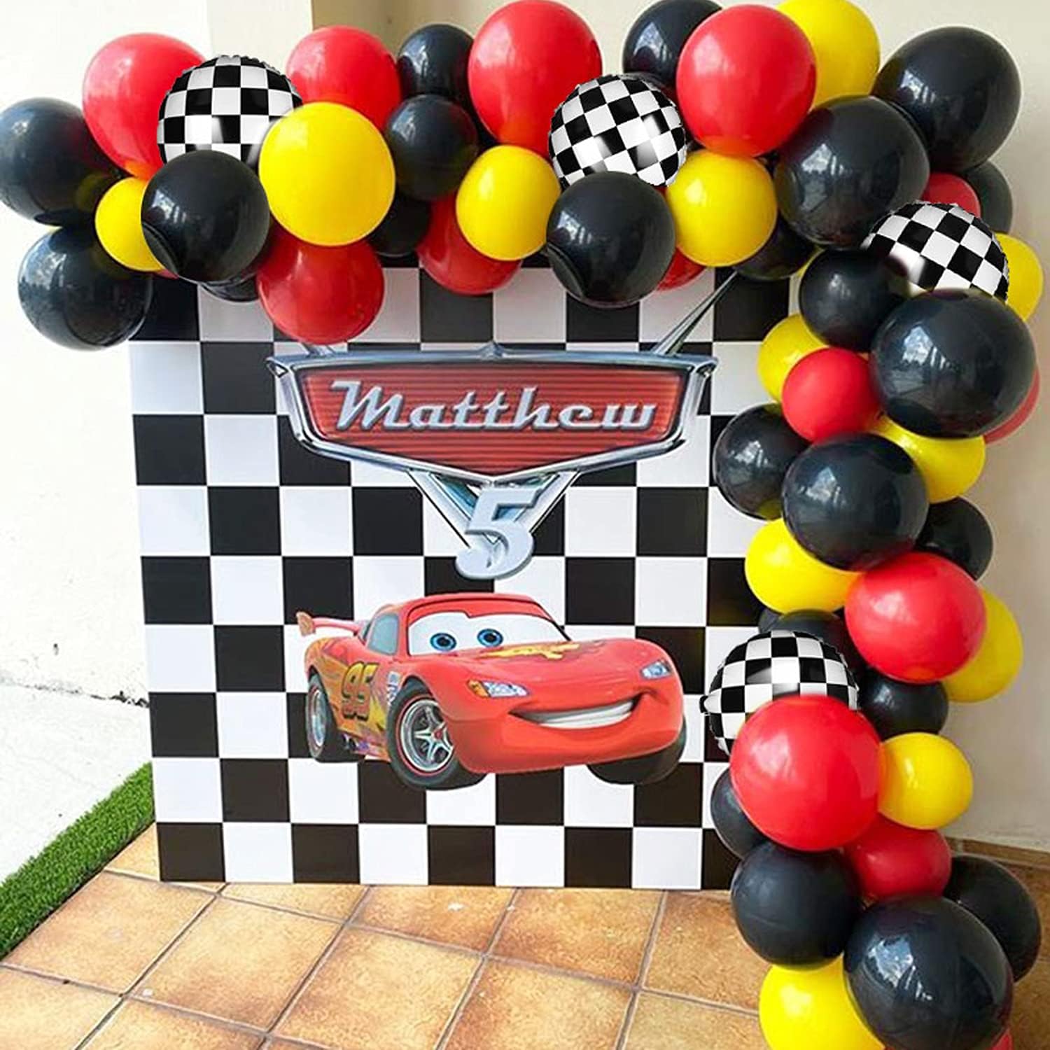 Amazon.com: Racing Car Balloons Arch Set, Race Car Birthday, Checker ...