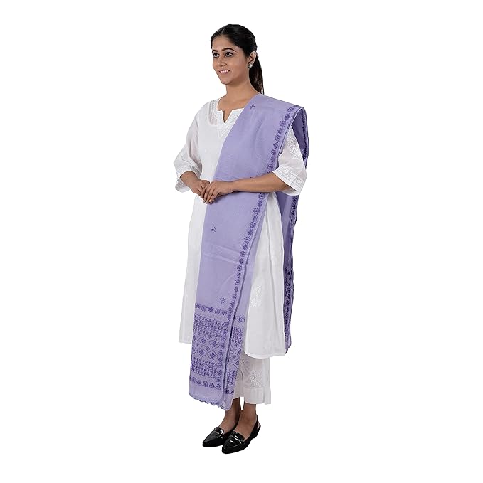 Buy Tanzeb Chikankari Women's Cotton Hand Embroidered Chikankari ...