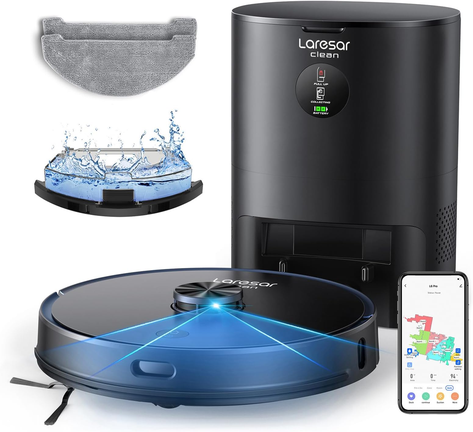 Amazon.com - Laresar Clean Robot Vacuum and Mop Combo, 5000Pa Robot ...