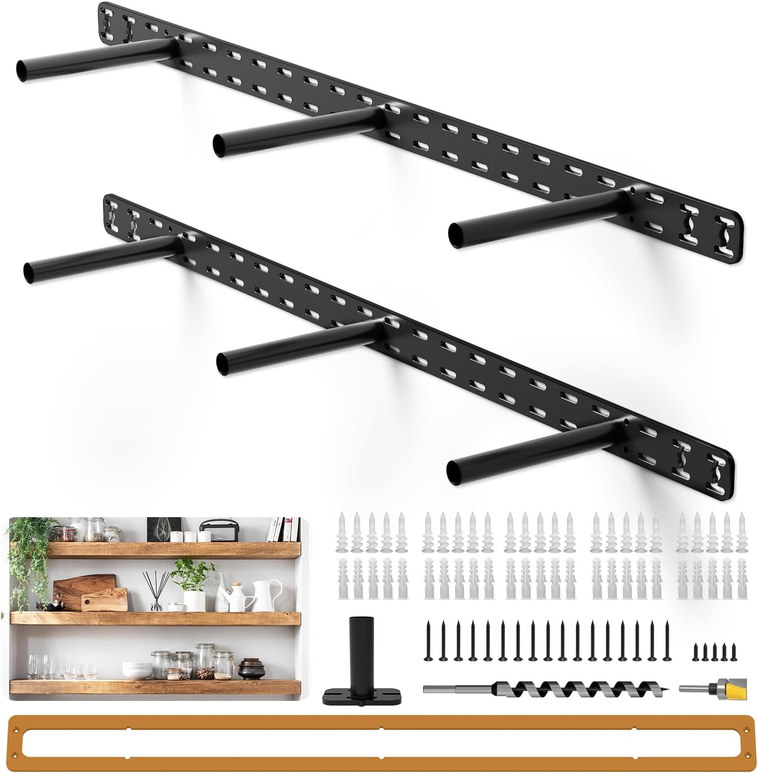 Amazon.com: Walnut Wood Works Floating Shelf Installation Kit, Drill ...