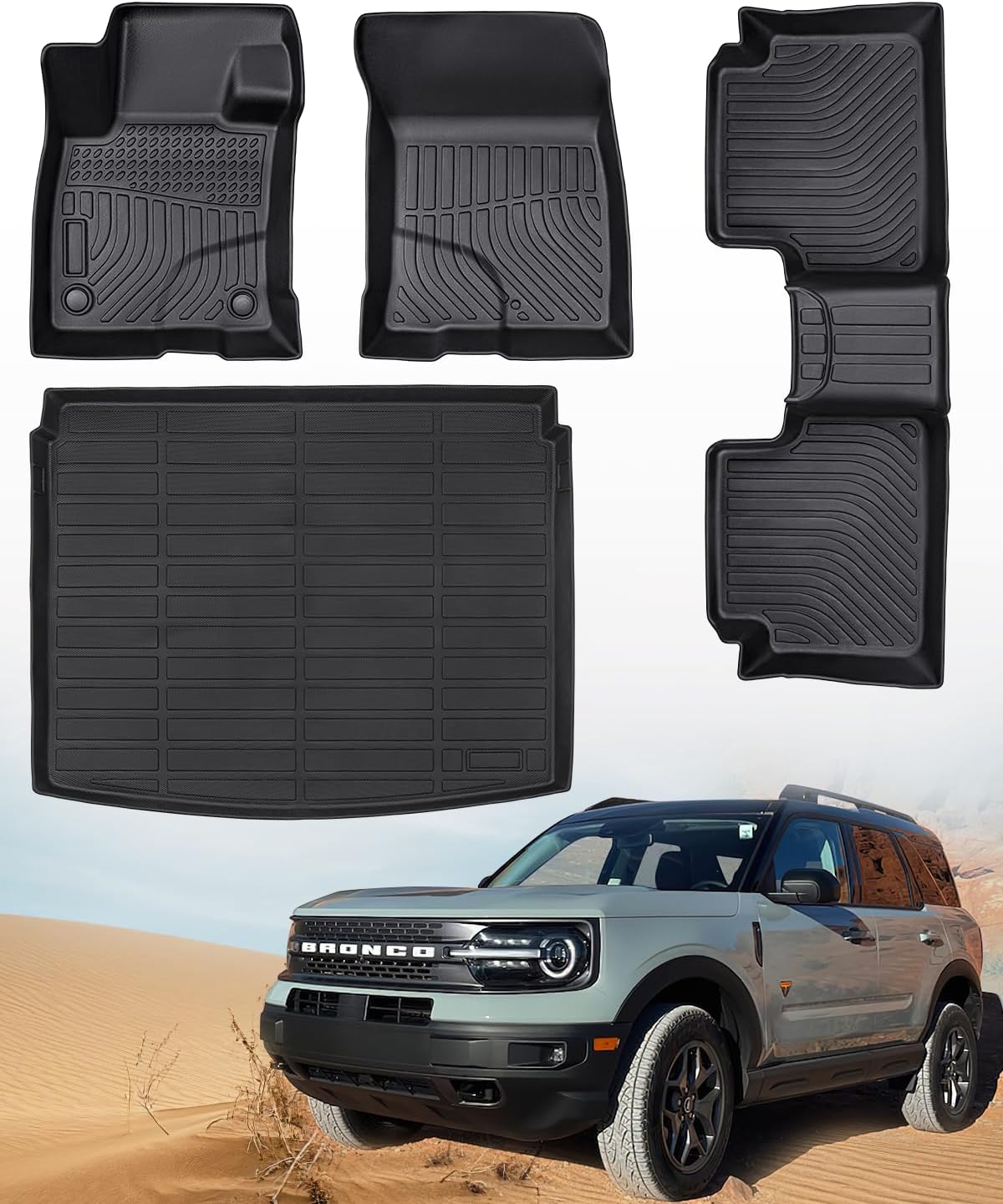 Amazon.com: All Weather Floor Mats Cargo Liner for Ford Bronco Sport ...