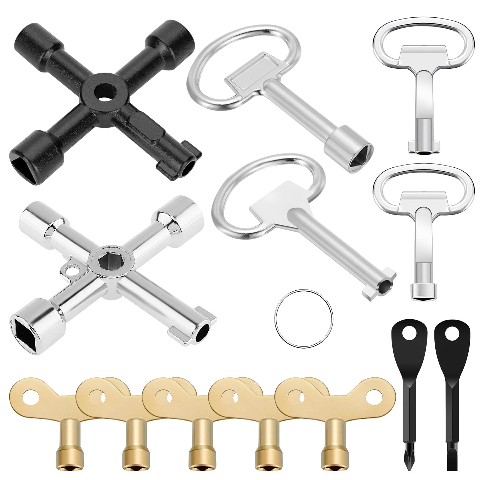 Yuahar 13 Pcs Multi-Functional Utility Key Kit Contains 4-Way Keys ...