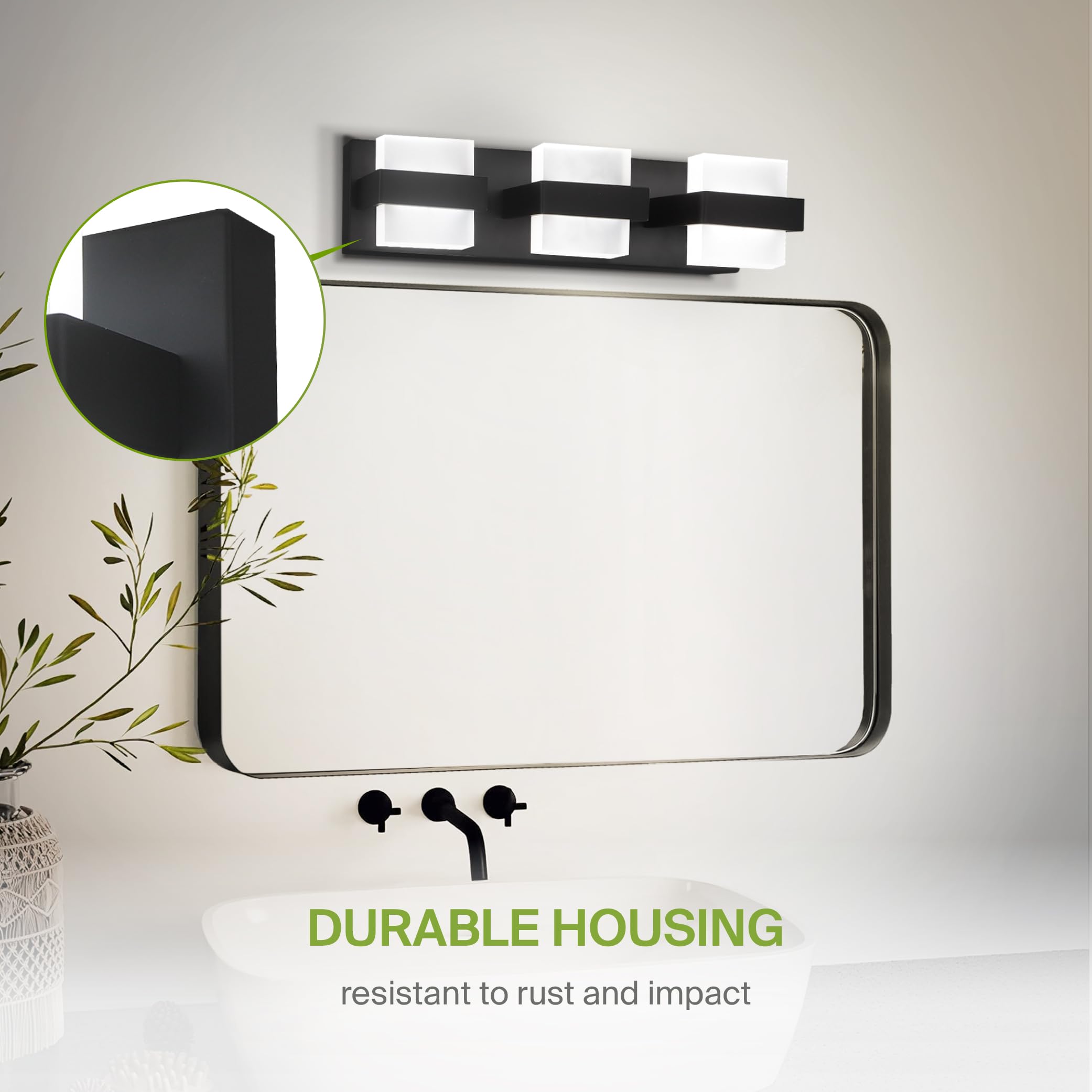 Snapklik.com : LED 20" Bathroom Vanity Light, Over Mirror Lighting 3 ...