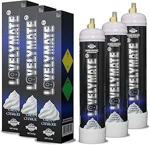 Amazon.com: Lovemate Whipped Cream Chargers 1.0L - 615g Whip Cream Charger Cylinder (3 PCS ...