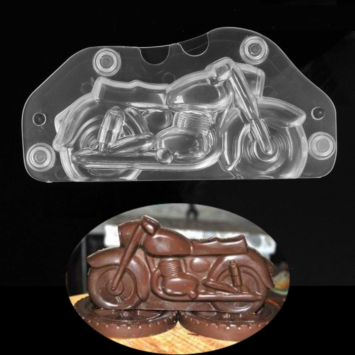 Okayji 3D Motorcycle Bike Chocolate Mold Plastic Autobike Shaped Mould ...
