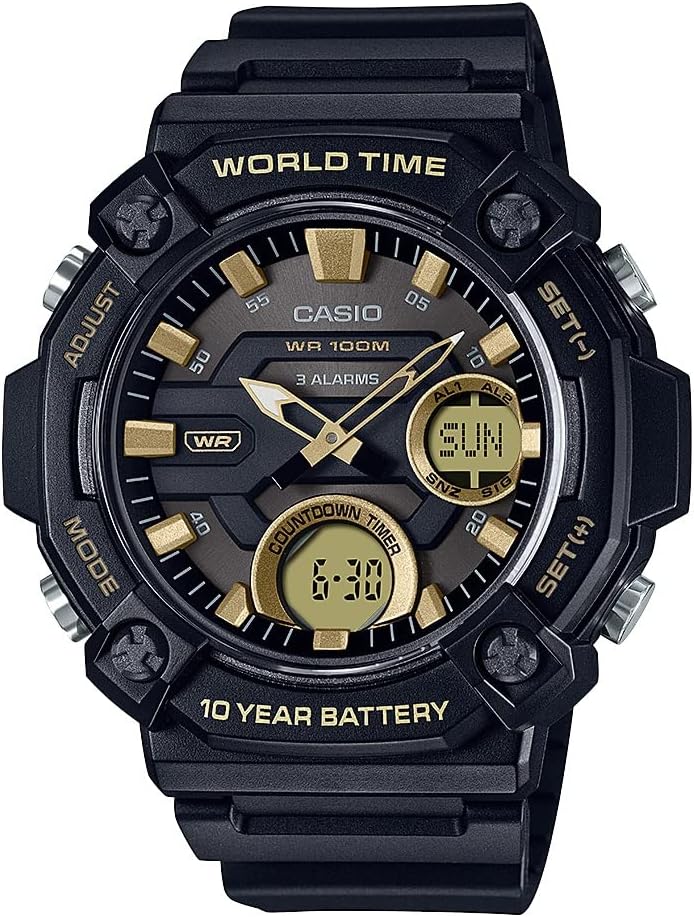 Casio 10 Year Battery World Time Countdown Timer Analog-Digital Watch ...
