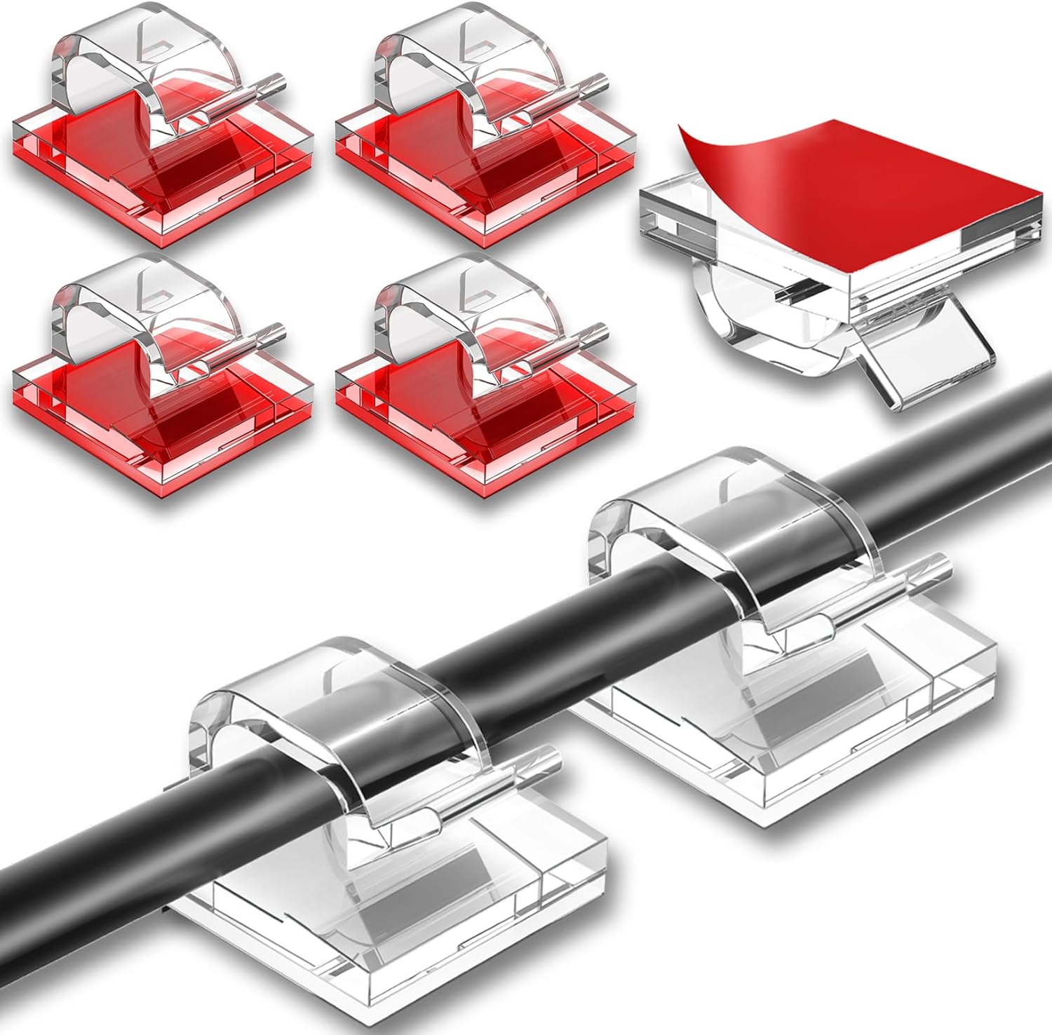 100 clips para cables, organizador de cables adhesivo, soporte para ...