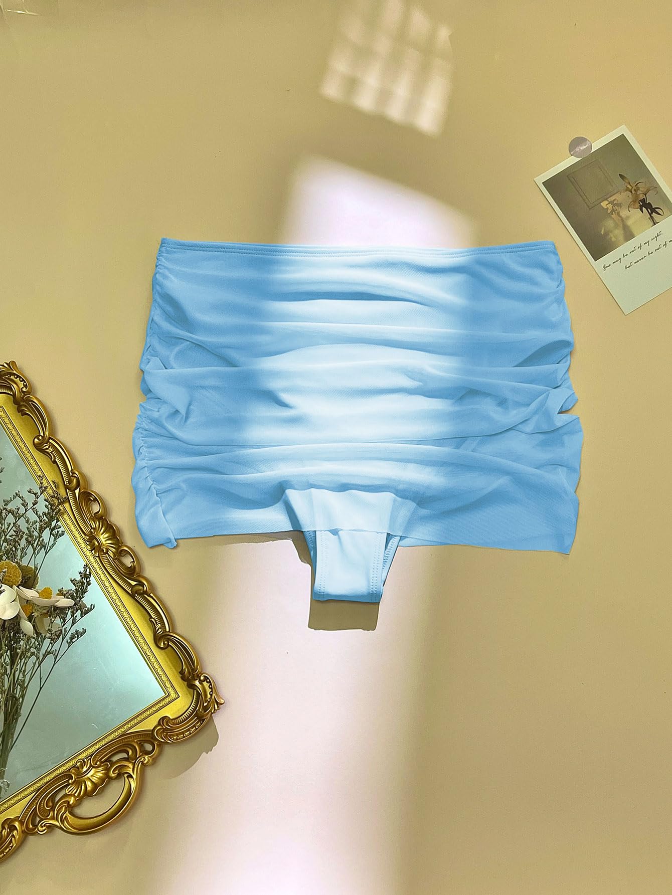 Snapklik.com : Womens Ruched Mesh Bikini Swimsuit Bottoms High Waisted ...