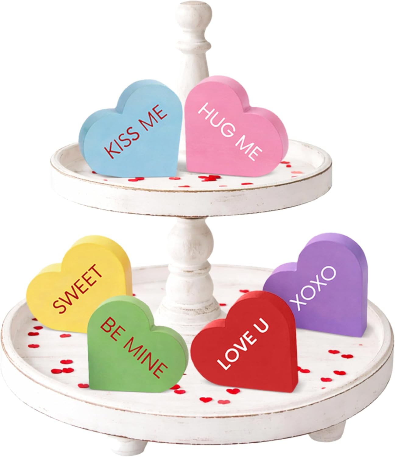 Amazon.com: 4E's Novelty 6 PCS Wooden Conversation Hearts Decor ...