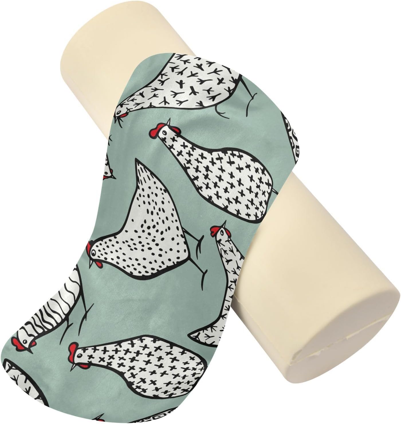 Hand Drawn Chickens Round Bolster Pillow Neck Roll Pillows Round Pillow ...