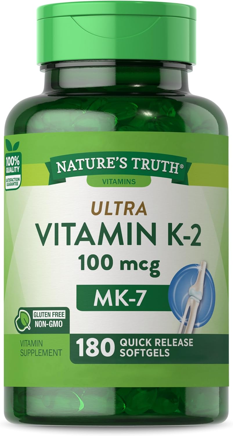 Amazon.com: Nature's Truth Vitamin K2 MK7 | 100 mcg | 180 Softgel Capsules | Non-GMO & Gluten ...