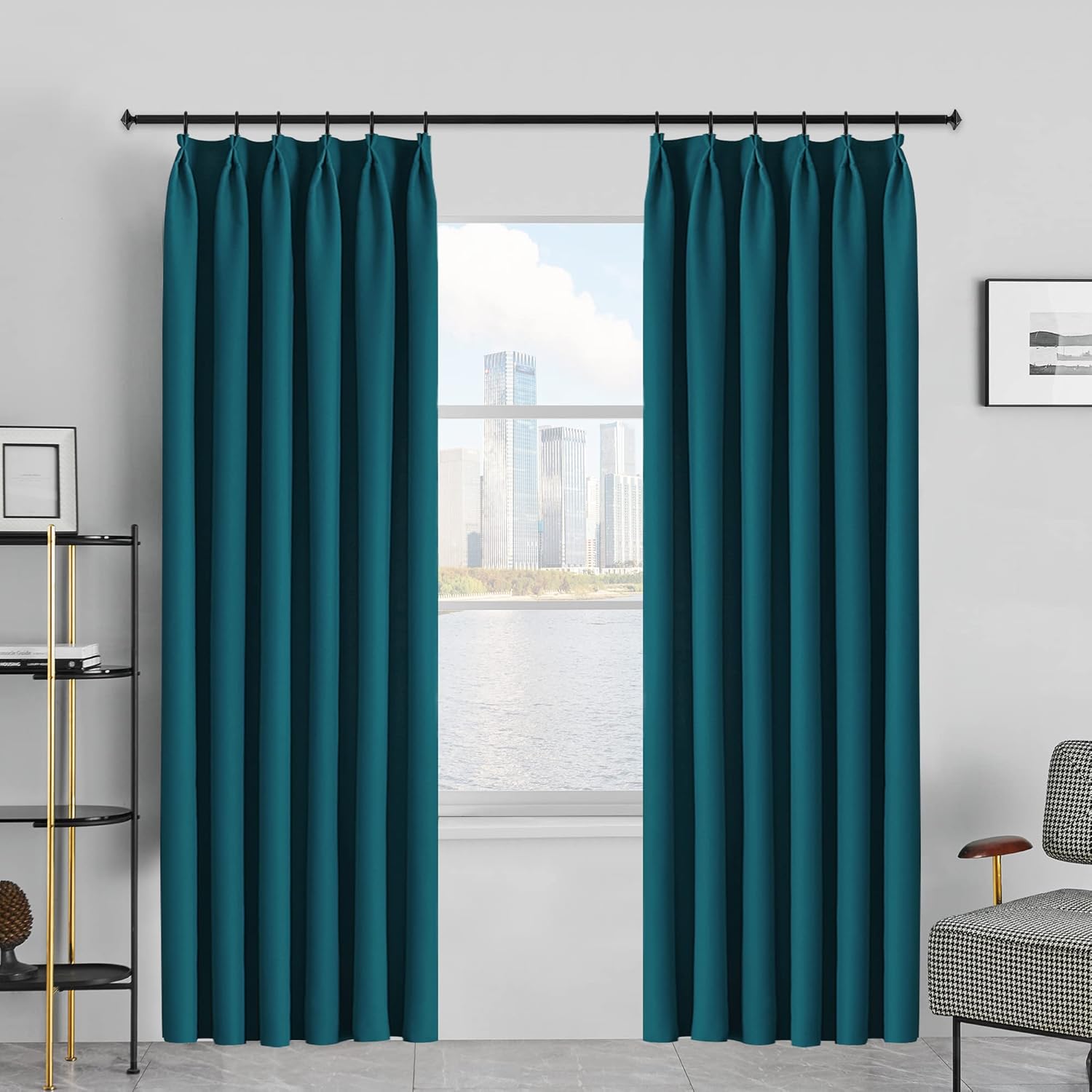 Amazon.com: MAIHER Blackout Pinch Pleat Curtain 38W x 84L Inches Indoor Ourdoor Window Treatment ...