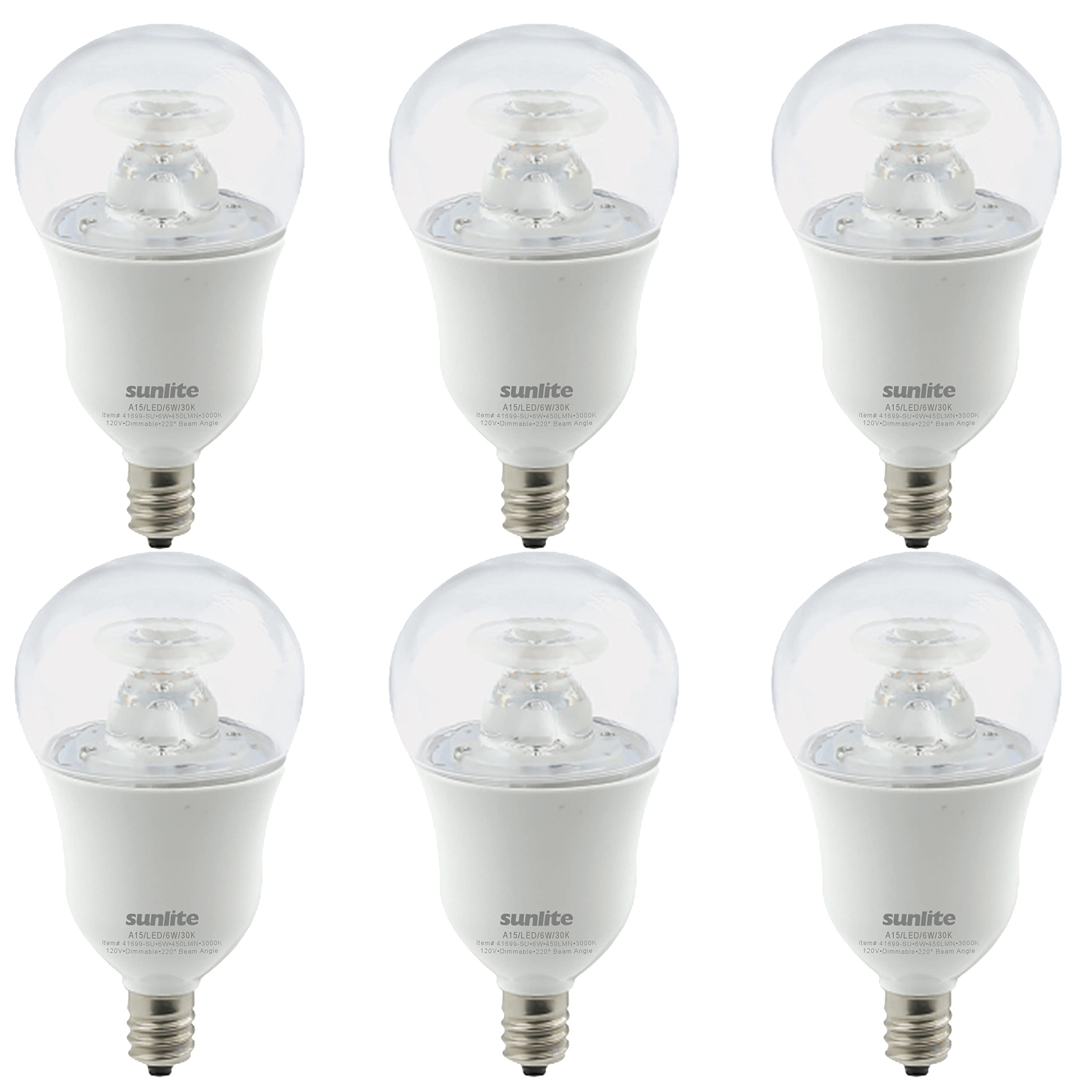 Sunlite 41699 LED A15 Appliance Clear Light Bulb, 6 Watts (40W ...