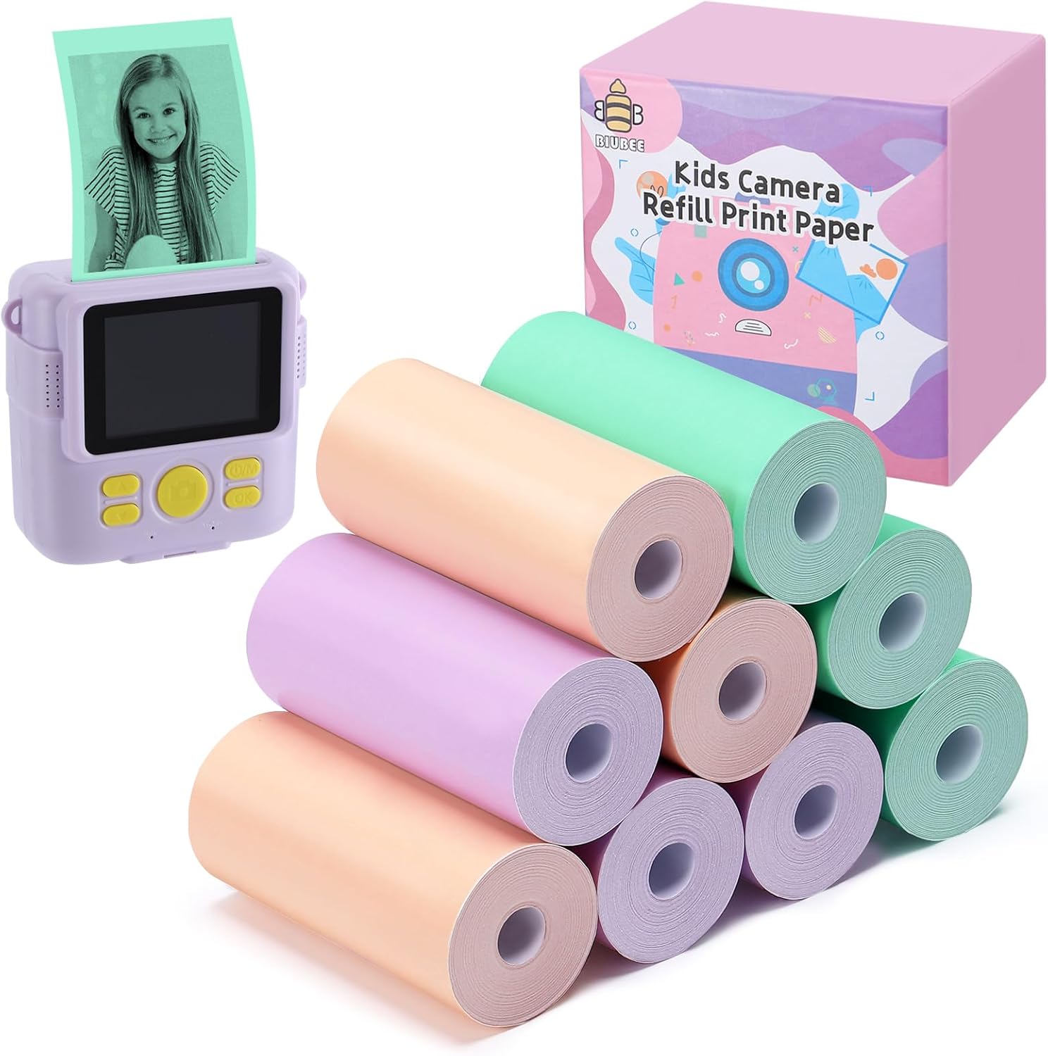 9 Rolls Kids Instant Camera Print Refill Paper- Photo Printer Thermal ...