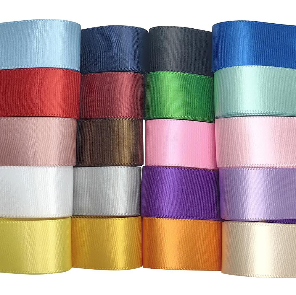 Amazon.com: Chenkou Craft 20 Yards Double Face Polyester Satin Ribbon ...