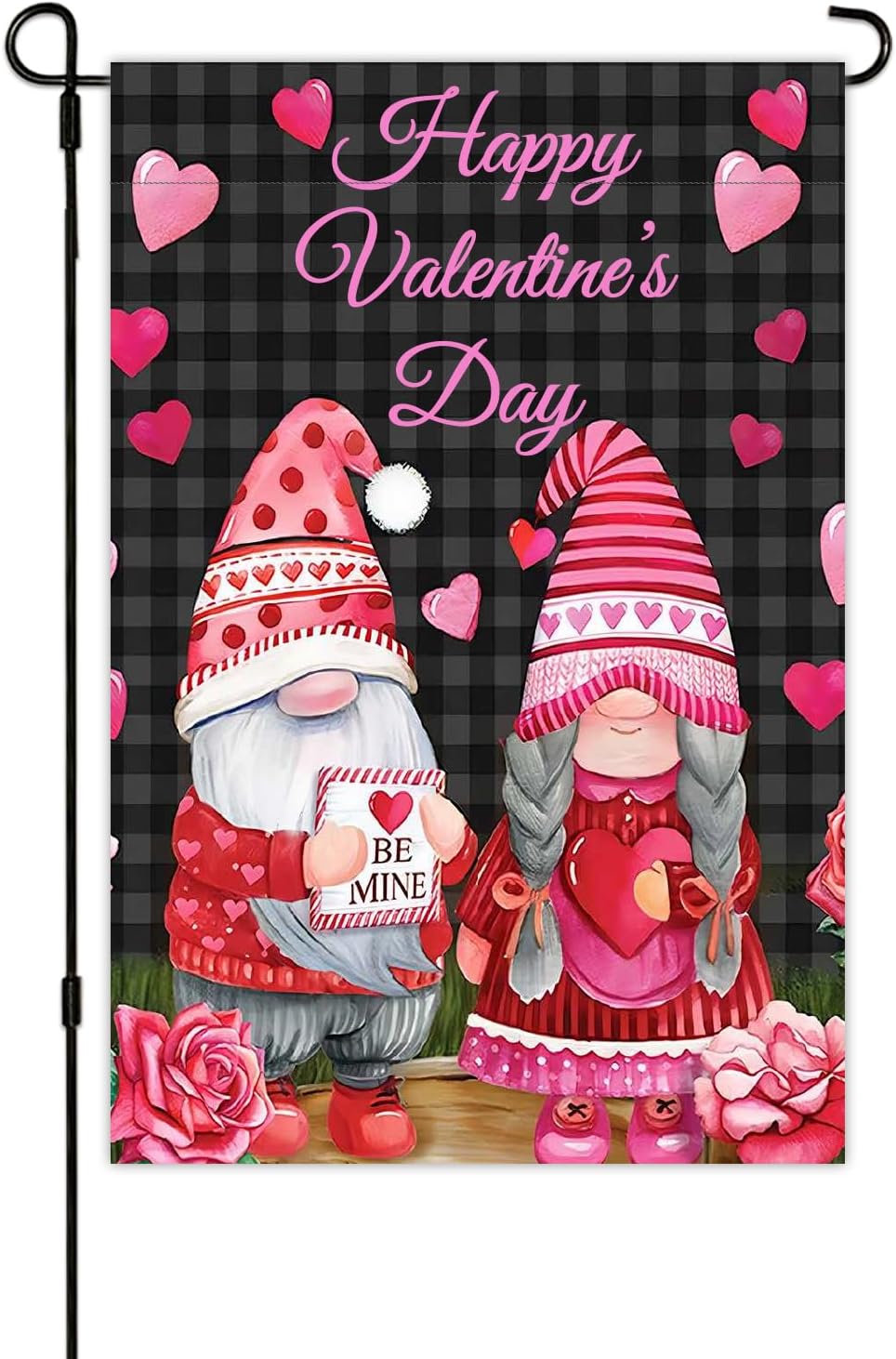 Amazon.com : Gnome Valentines Day Garden Flag 12x18 Double Sided, Solar ...