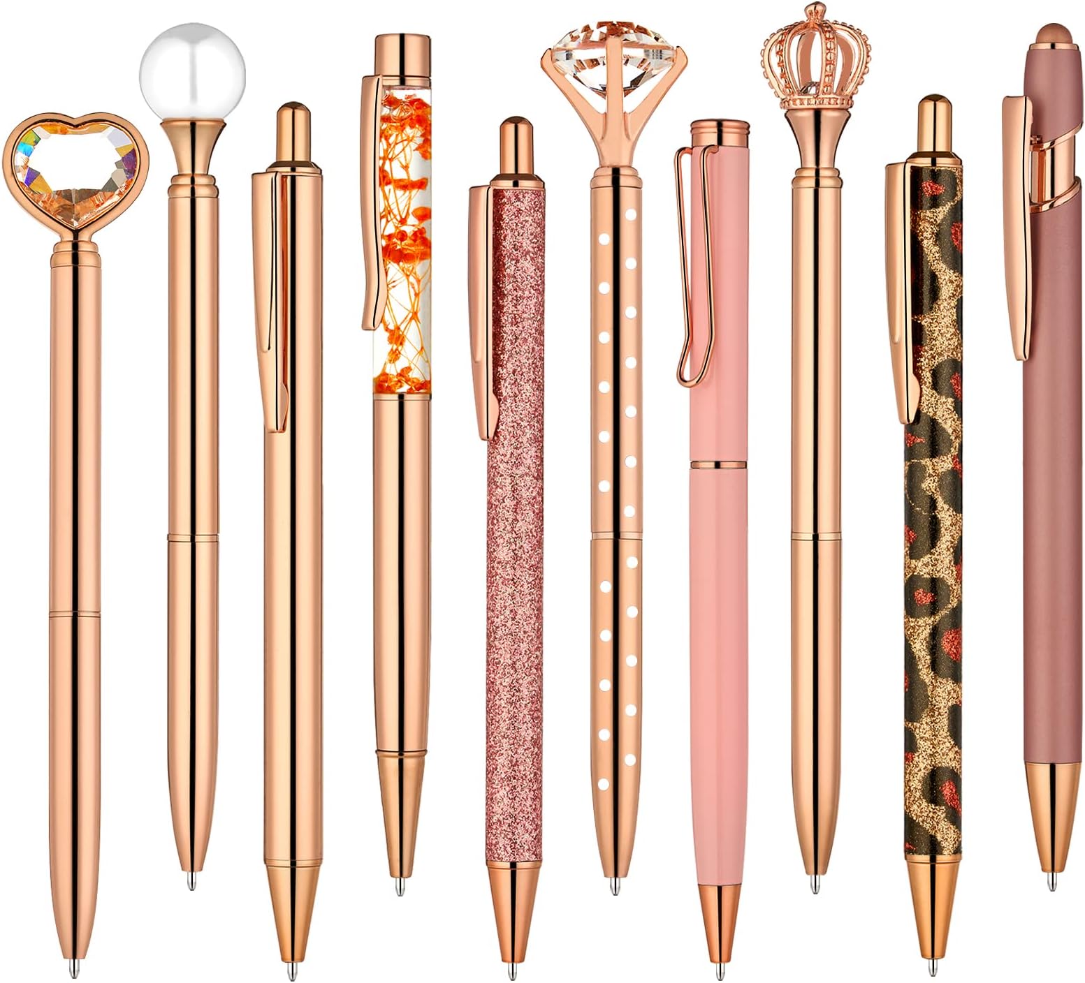 Amazon.com : UPIHO 10Pcs Rose Gold Ballpoint Pen Set, Cute Pens for ...
