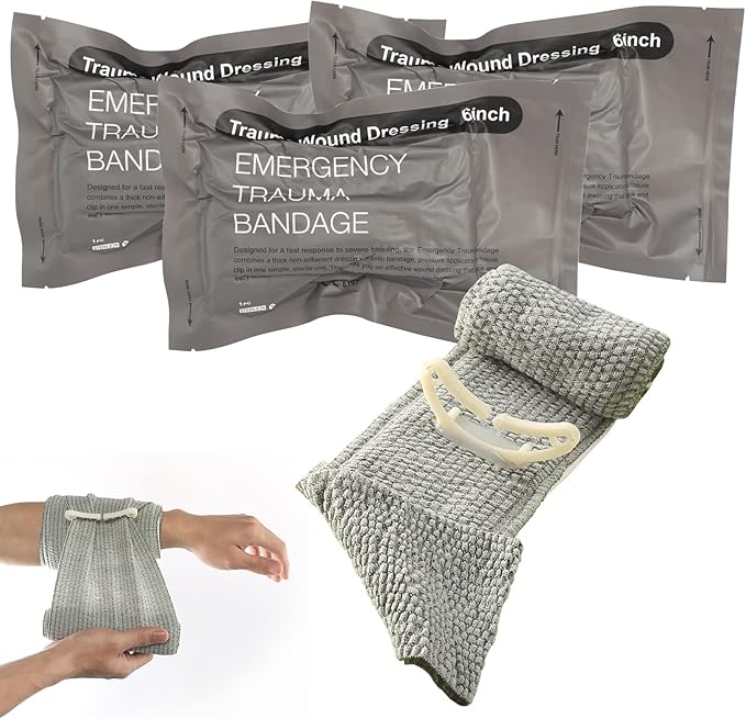 Israeli Bandage, 3 Pack 6 Inch Vacuum Sterile Compression Bandages ...