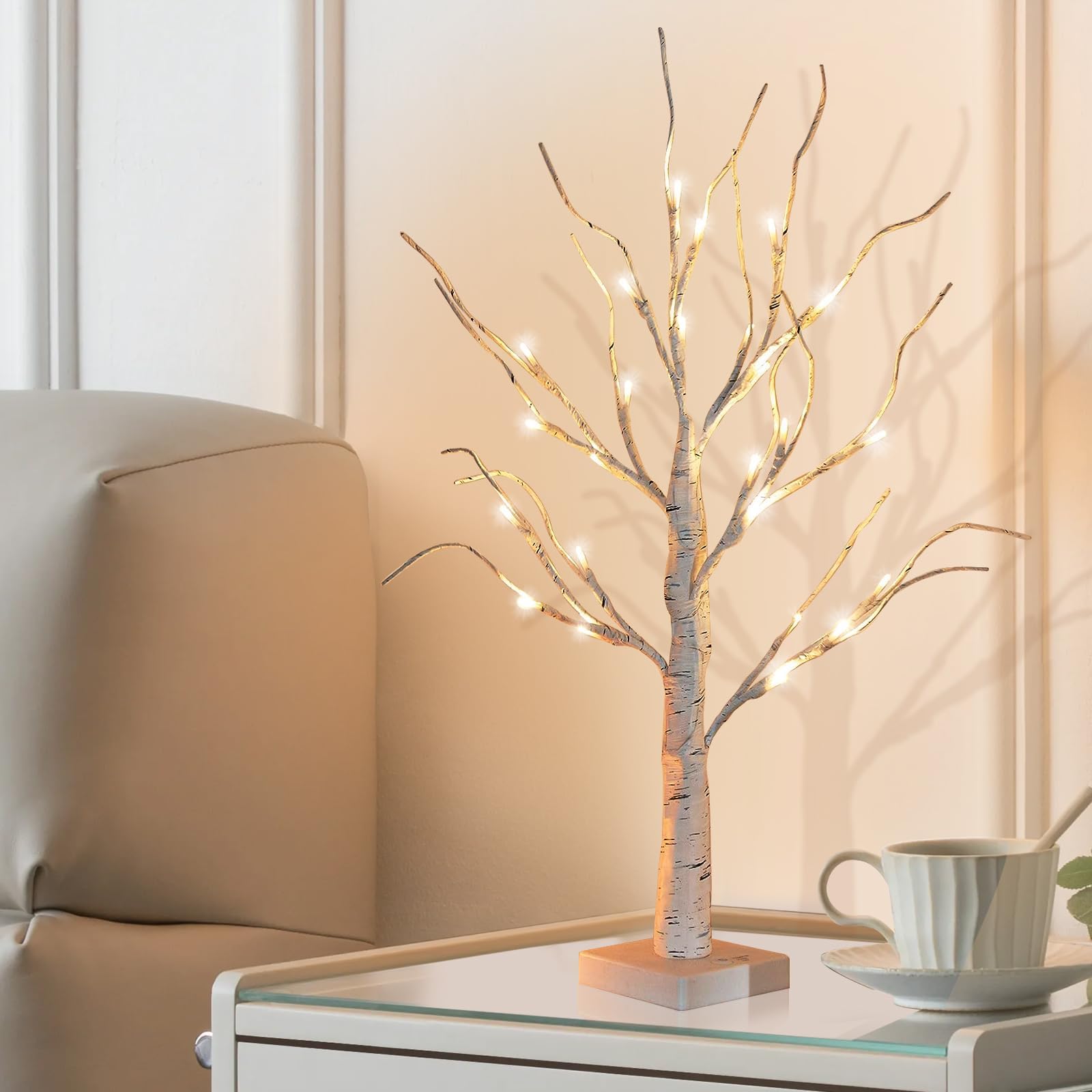 Redlution Tree Lamp Lighted Birch Tree 108 LED Twig Tree with Lights up ...