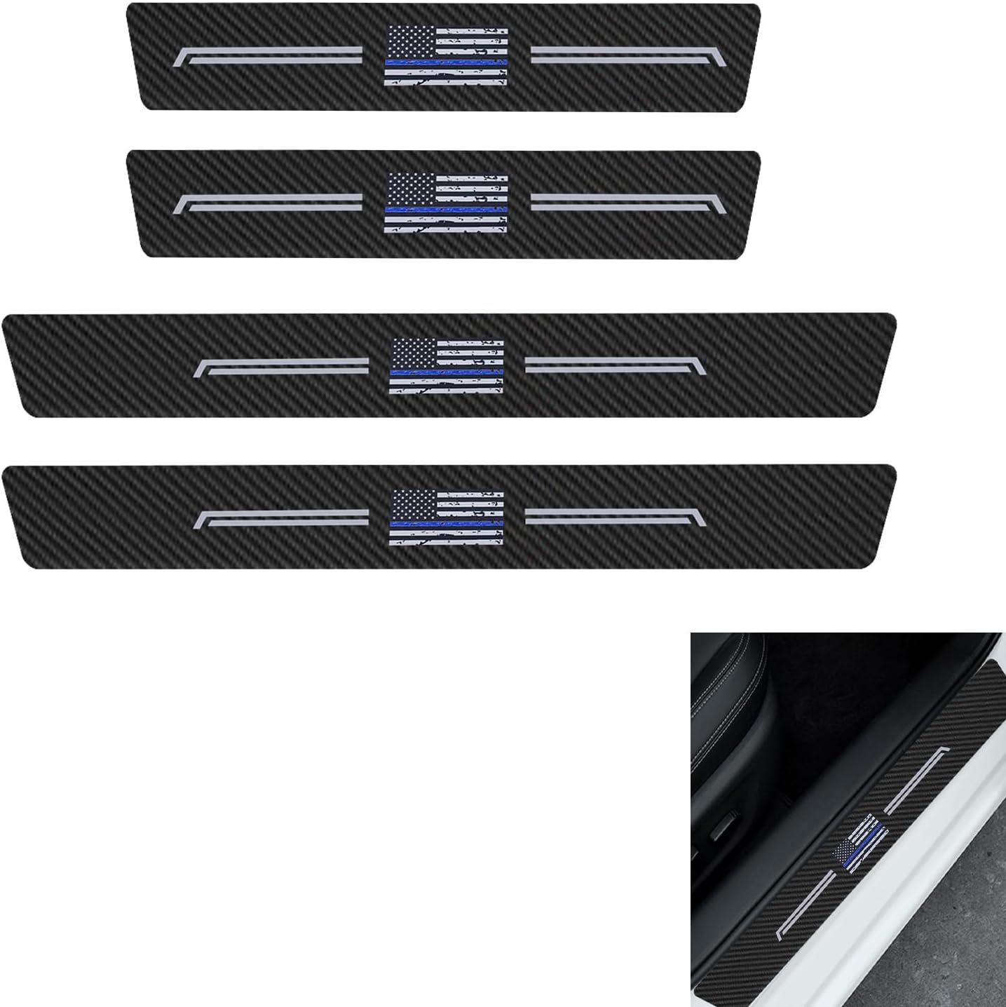 Amazon.com: Foelony 4 PCS Car Leather Door Sill Protector Trim, Anti ...
