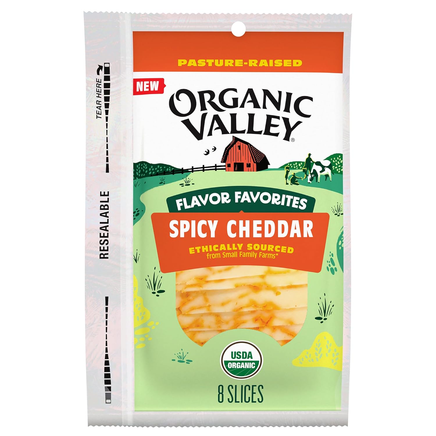 Amazon.com: ORGANIC VALLEY® Spicy Cheddar Sliced Cheese, Flavor ...