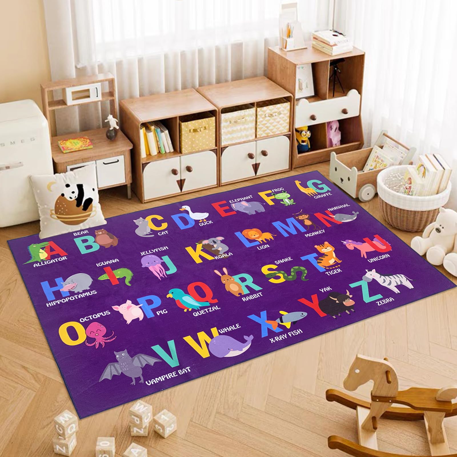 USTIDE Kids Educational Rug ABC Alphabet Animal Education Learning Rug ...