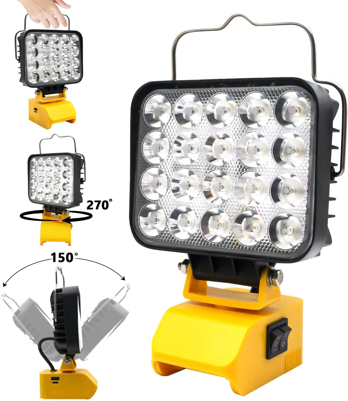 DIKHEE Portable LED Work Light, Cordless LED Flood Work Lights for ...