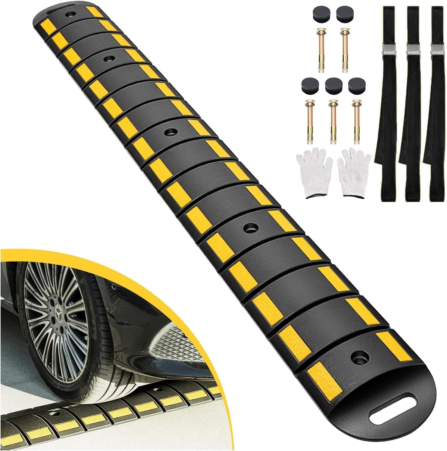 Amazon.com: VEVOR 2PCS 6 FT Rubber Speed Bump Driveway, Heavy Duty ...