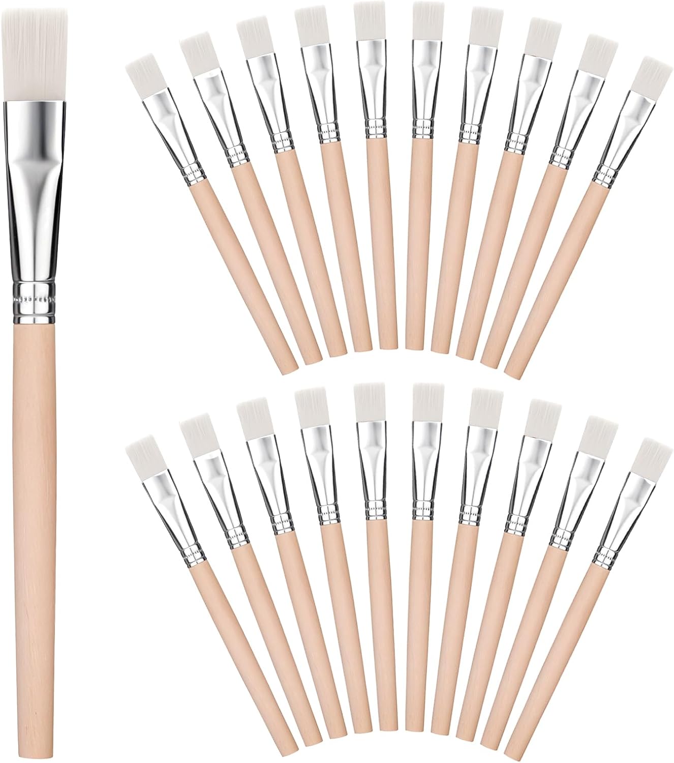 Amazon.com: 20Pcs 3/5 Inch Flat Paint Brushes, Wood Paint Brush ...