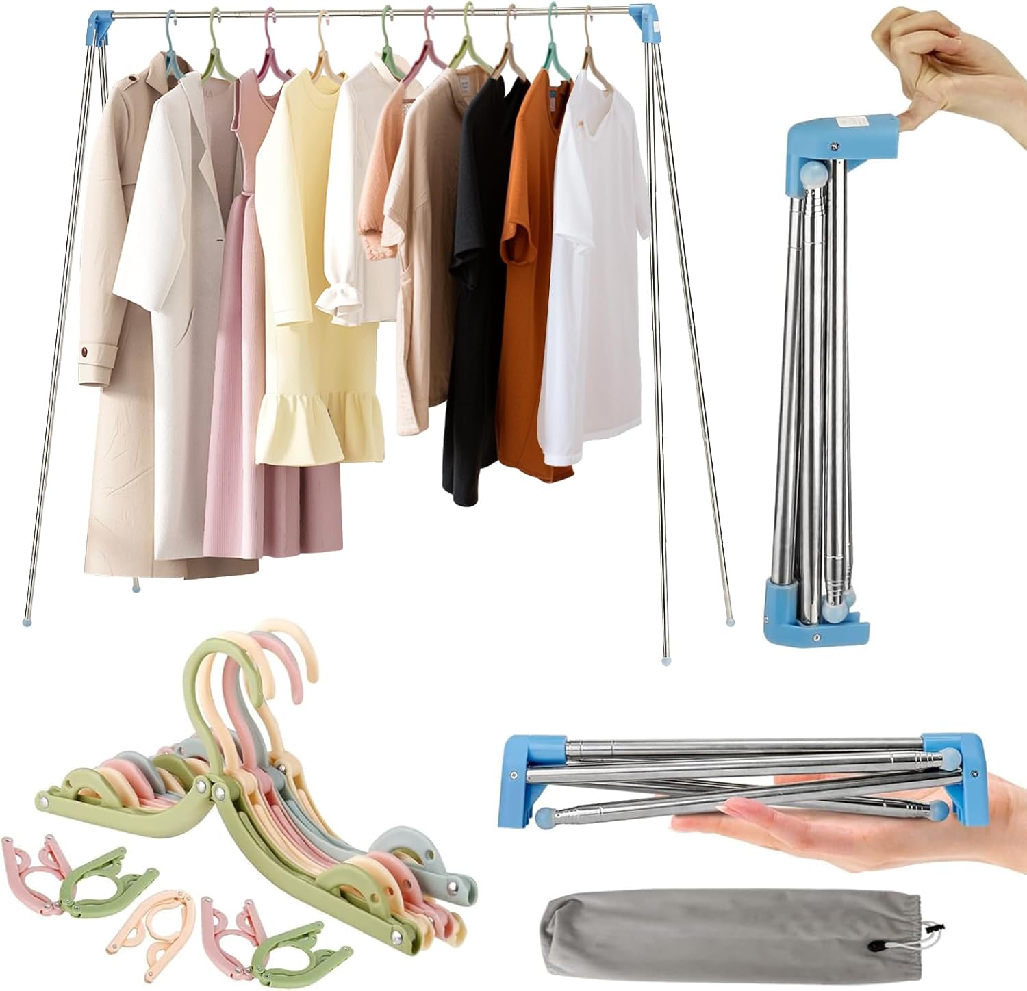 Amazon.com: Portable Garment Rack, 15-35 inch Collapsible Clothes ...