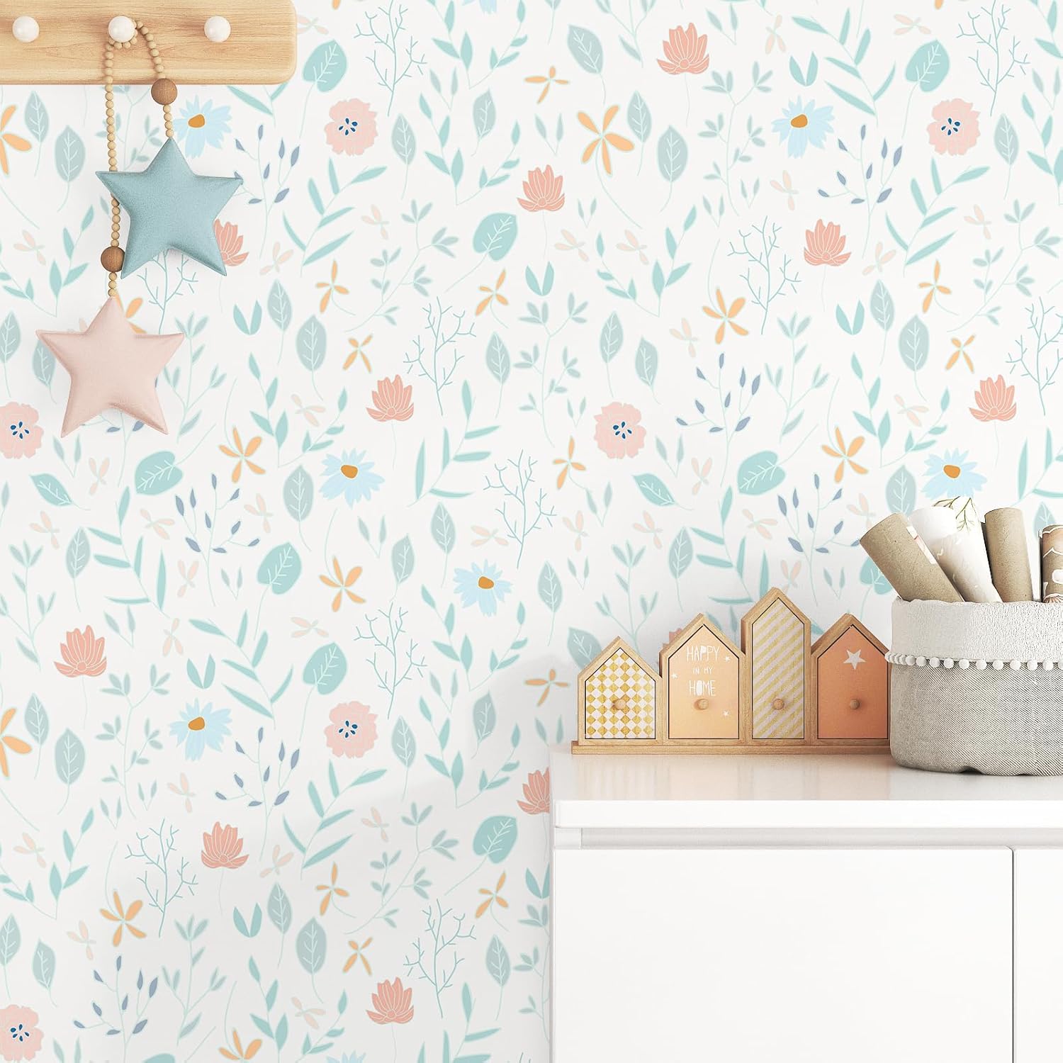 Yullpaper Nursery Floral Peel and Stick Wallpaper for Classroom ...