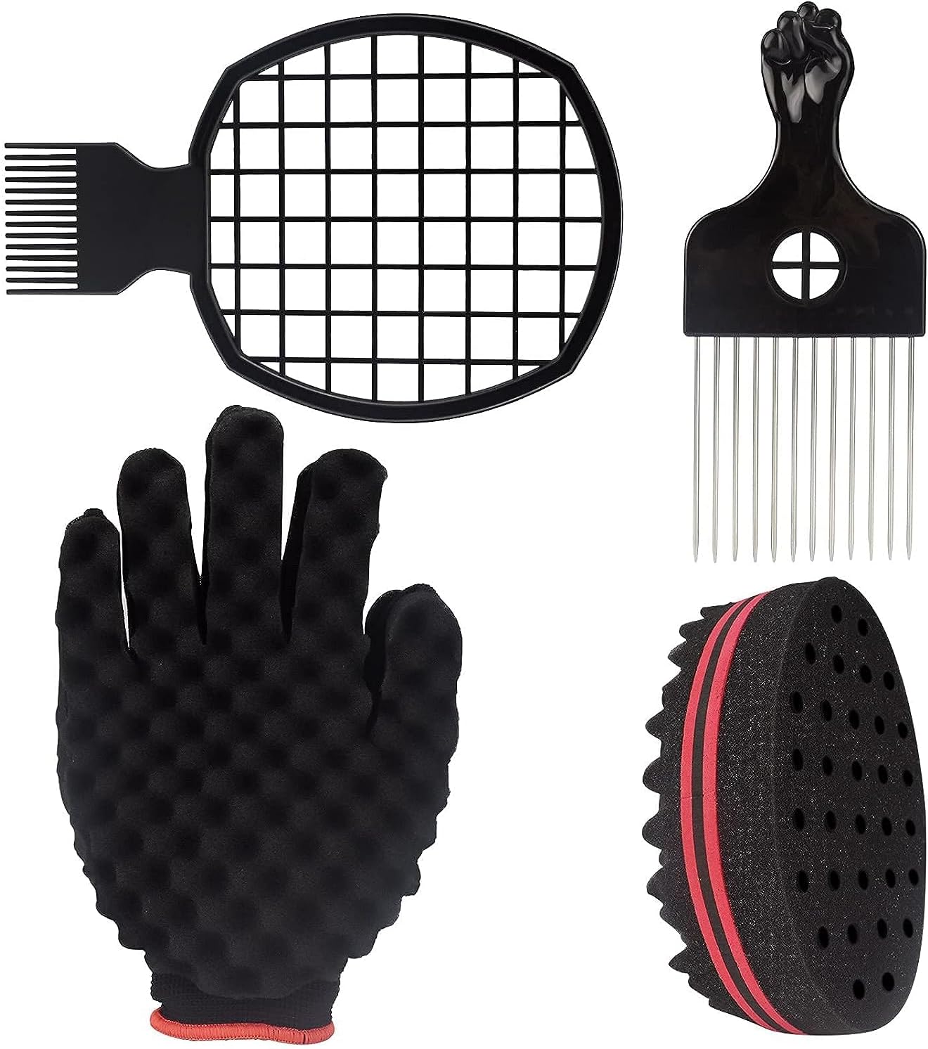 Twist Hair Tool Set, Twist Sponge Brush Metal Pick Comb Glove for Afro ...