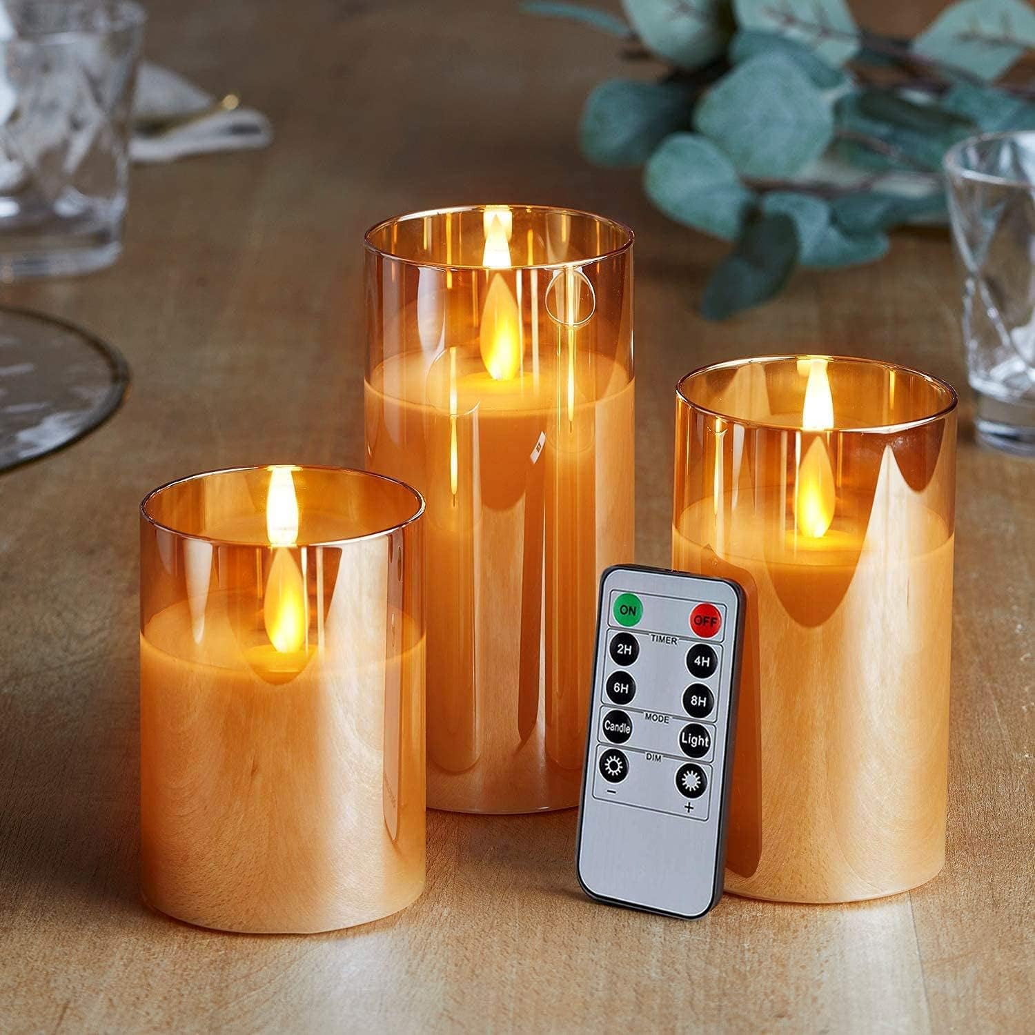 Desidiya Flameless LED Candles Light with Remote Control and Timer ...