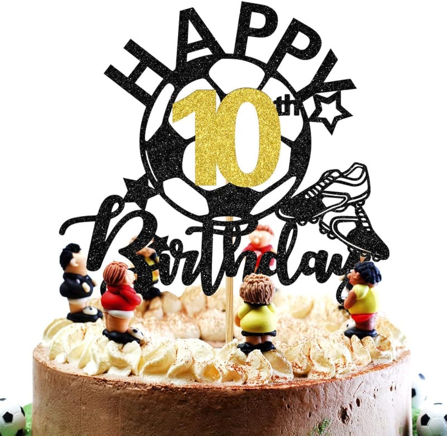 Amazon.com: Soccer Happy 10th Birthday Cake Topper, Soccer Players Toys ...