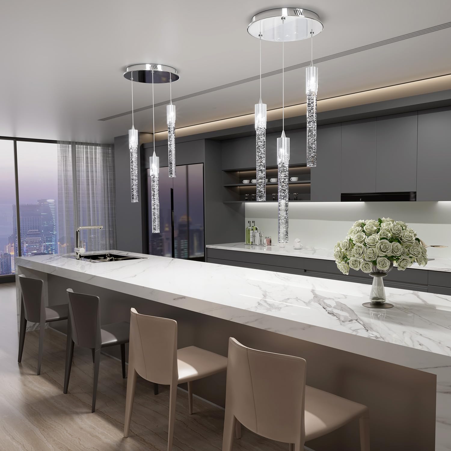 Flashing God 3 Light Pendants Light for Kitchen Island Dining Room ...