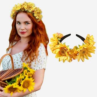 Amazon.com : Ncozwo Thanksgiving Sunflower Headband Autumn Sunflower ...