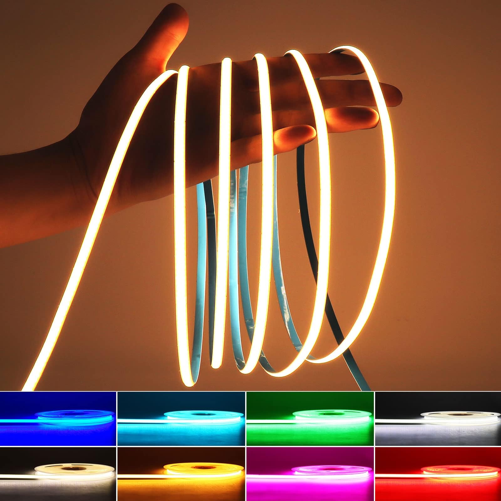 Amazon.com: MALIIGAZA 5mm Ultra Thin COB LED Strip 24V 4000K Natural ...