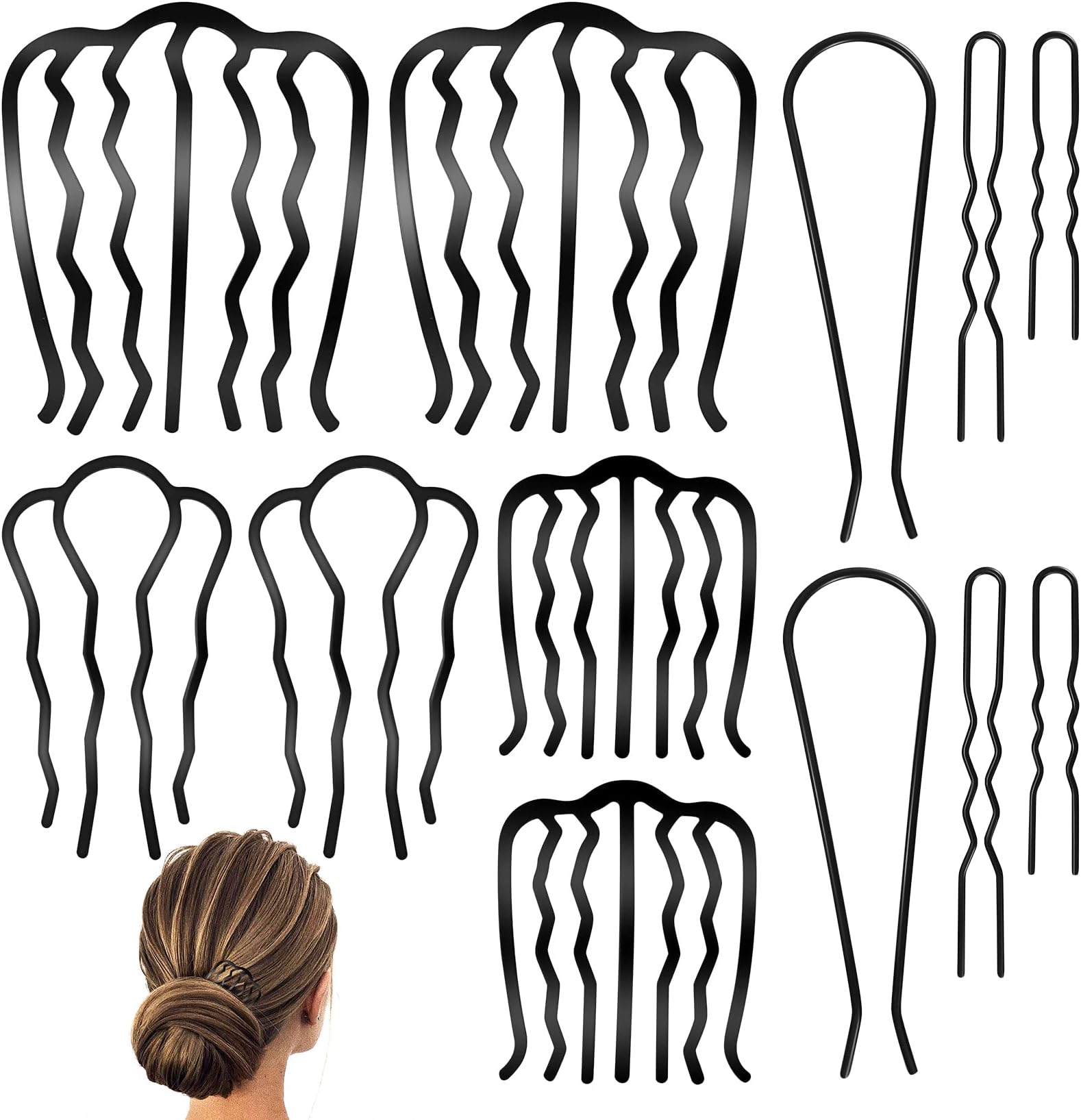 Amazon.com : 7 Pcs Metal Hair Side Combs Hair Fork Clip Teeth Hair Pin ...