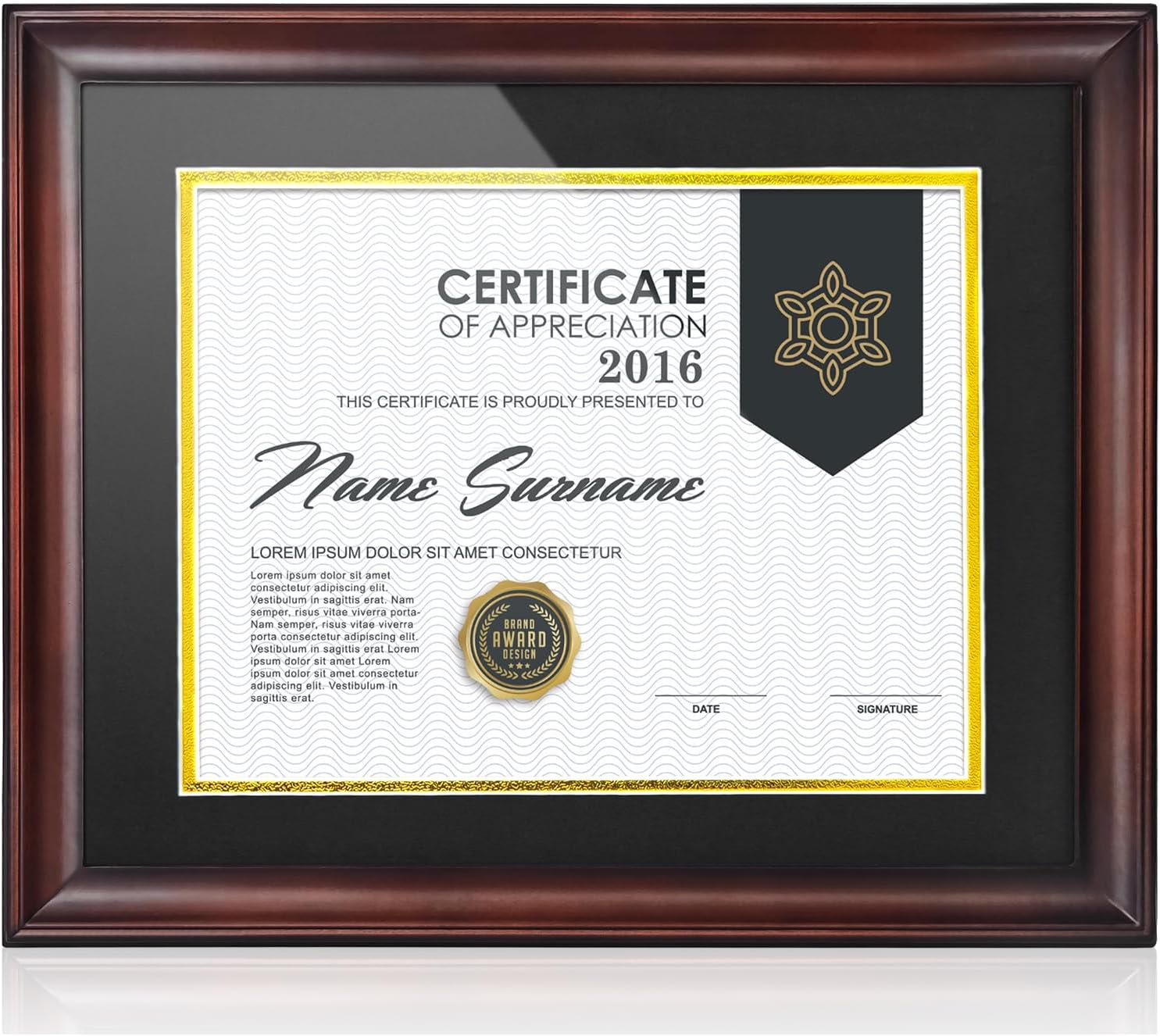 NobaeCrs 8.5 x 11 Diploma Frame with Mat, Solid Wood Certificate Degree ...