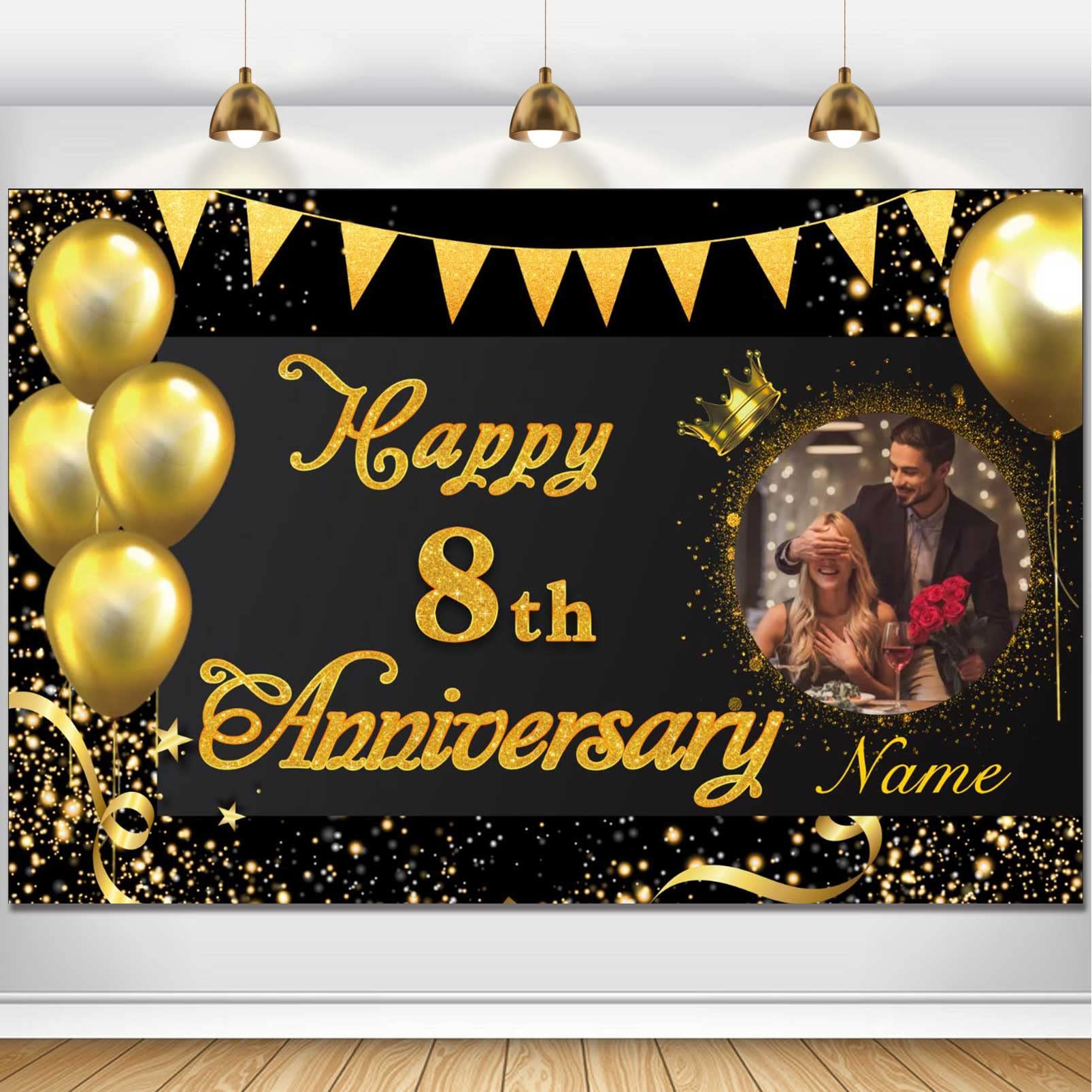 Amazon.com: Custom Happy 8th Anniversary Decorations Supplies,8th ...