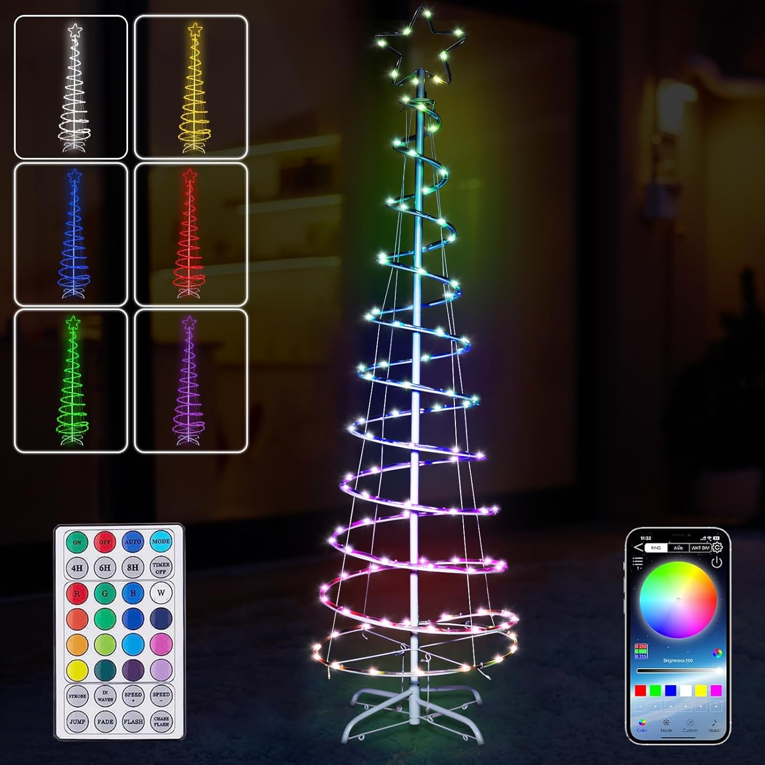 Amazon.com: 6ft Spiral Christmas Tree Outdoor Christmas LED Lighted Artificial Tree with Timer ...