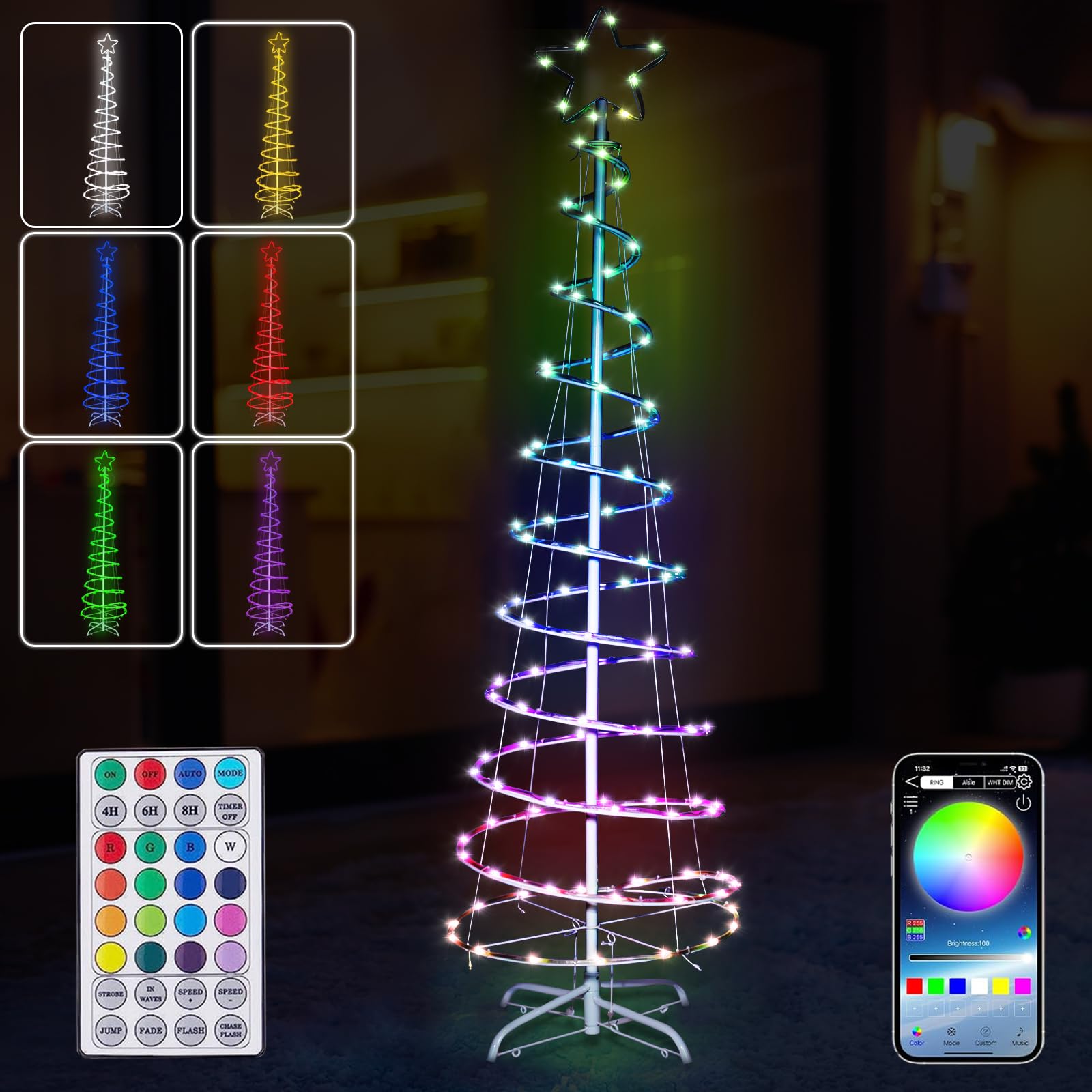 Amazon.com: 6ft Spiral Christmas Tree Outdoor Christmas LED Lighted ...