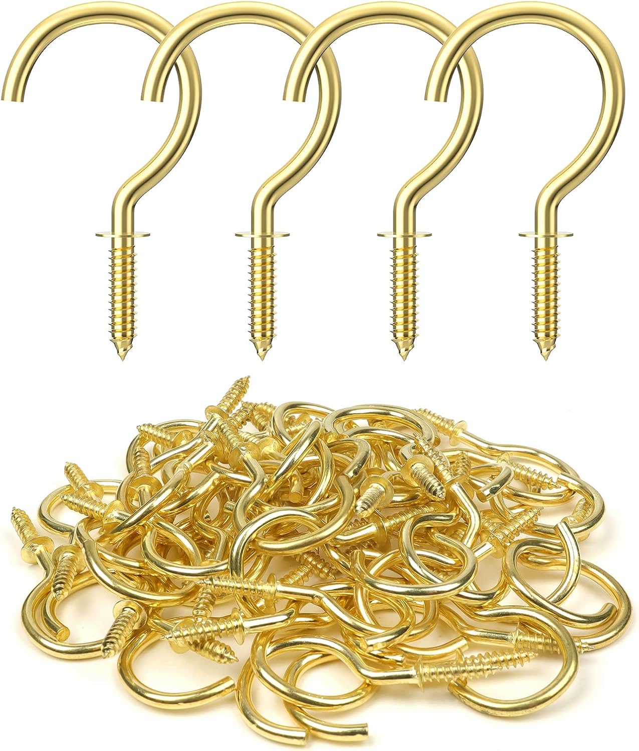 Amazon.com: RELBRO Screw Hooks, 1-1/4 Inch Metal Screw in Cup Hooks ...