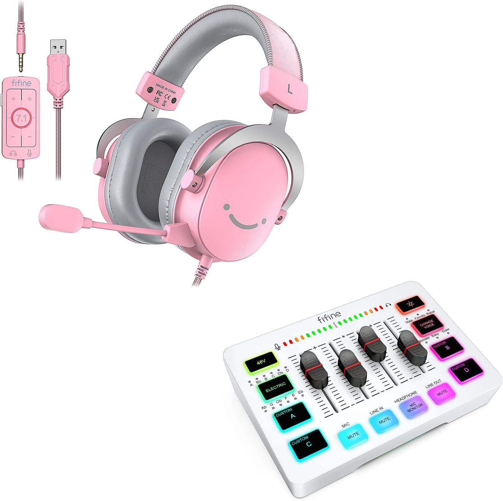 Amazon.com: FIFINE PC Over-Ear Wired Streaming Headset and Audio Mixer ...