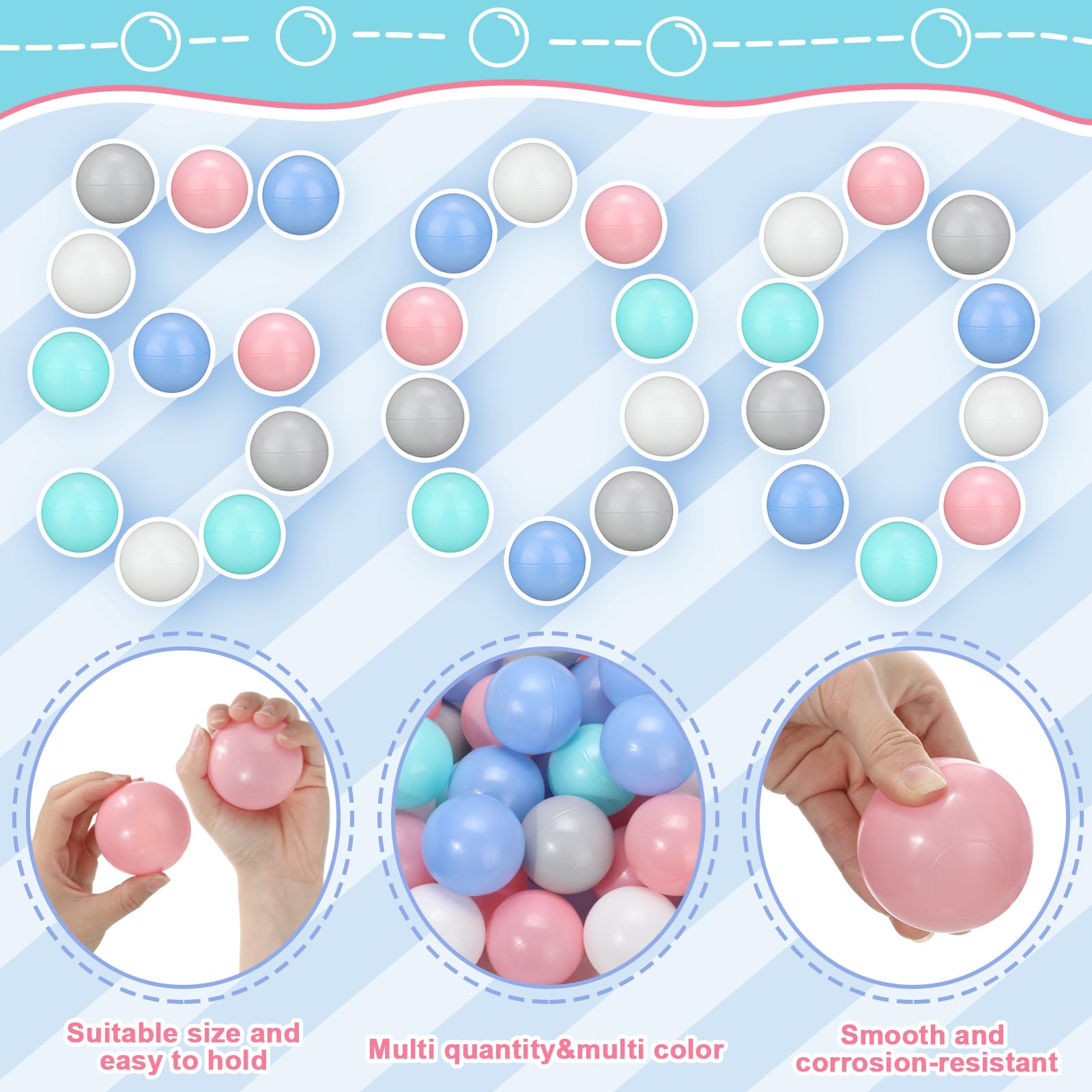 Lenwen 500 Pcs Soft Plastic Ball Pool Balls, 5 Macaron Colors Plastic ...