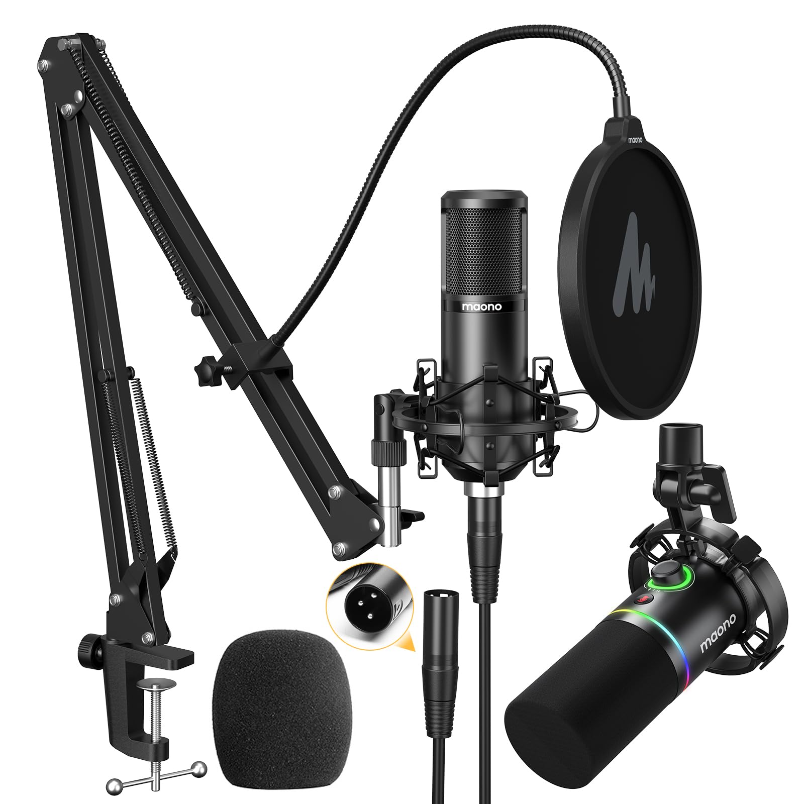 Amazon.com: MAONO XLR Condenser Podcast Microphone PM320S with XLR/USB ...
