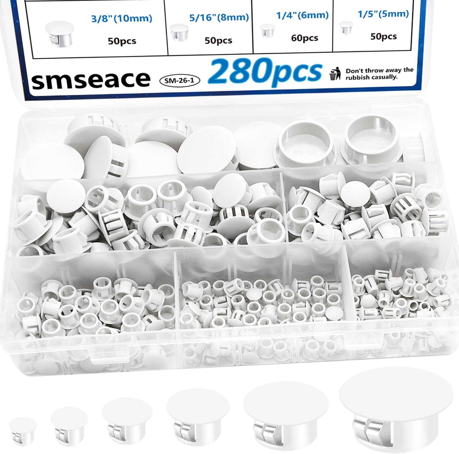 WidgetCo 3/16" and 5mm White Hole Plugs, Fits Many Kitchen Cabinets ...