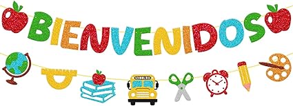 Amazon.com: Banner de Bienvenidos in English for Classroom Bienvenidos ...