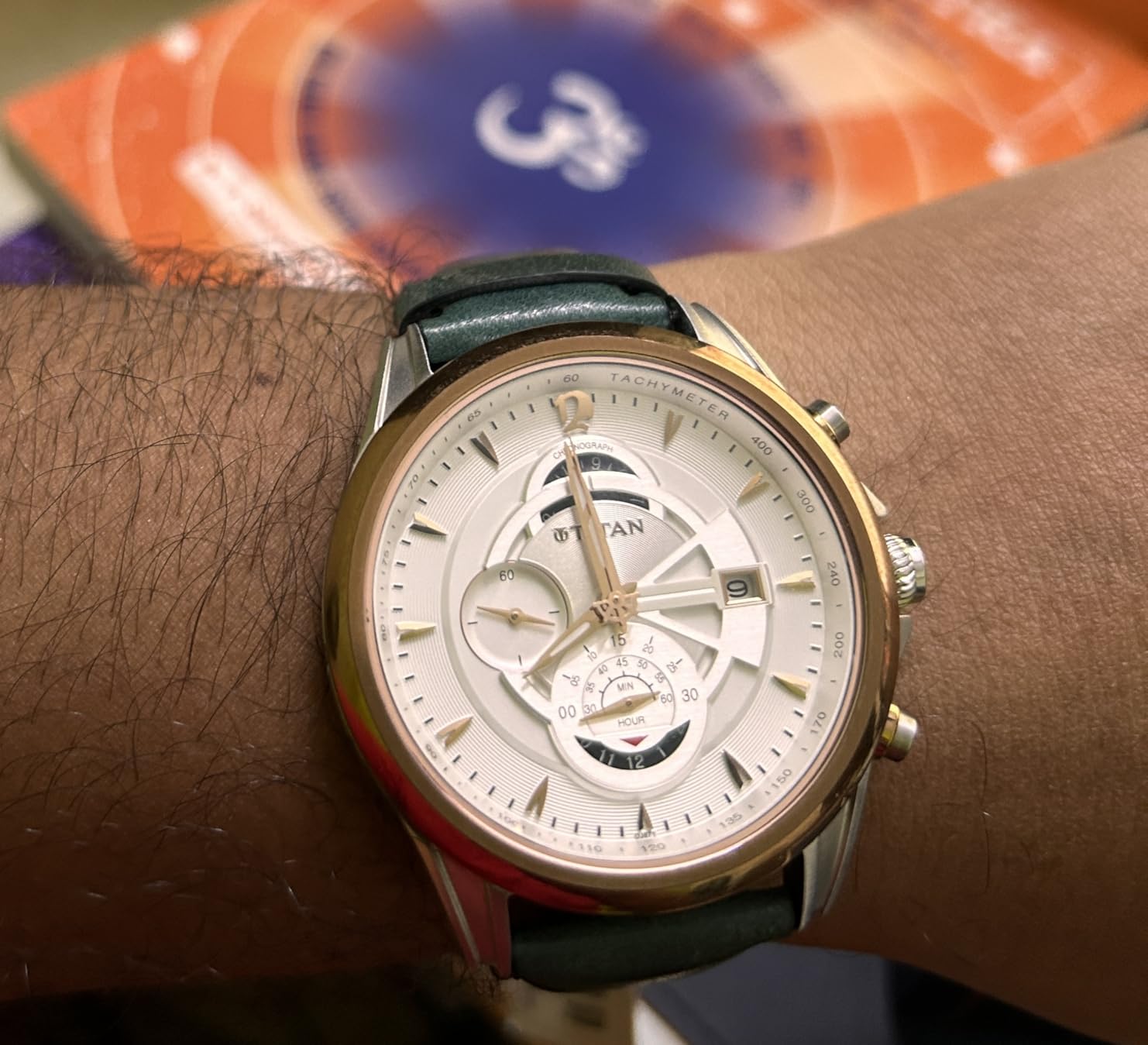 Titan Regalia Maritime White Dial Chronograph Leather Strap Watch for ...